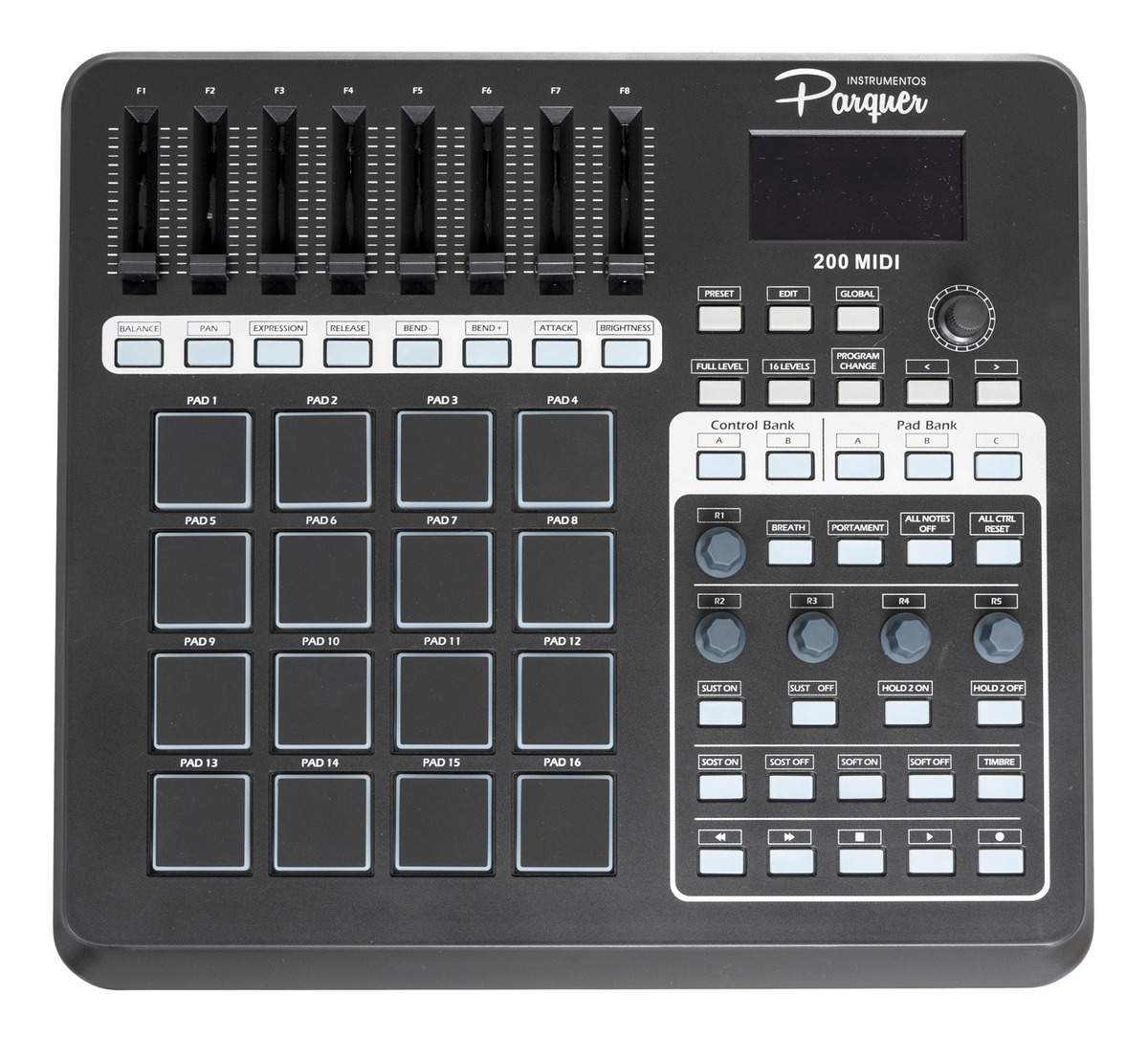 Controlador Midi 16 Pads 8 Faders Parquer - Music Shaker