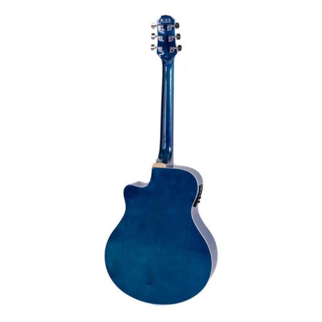 Guitarra Electroacústica Mini Jumbo Azul C/corte c/Funda - Music Shaker