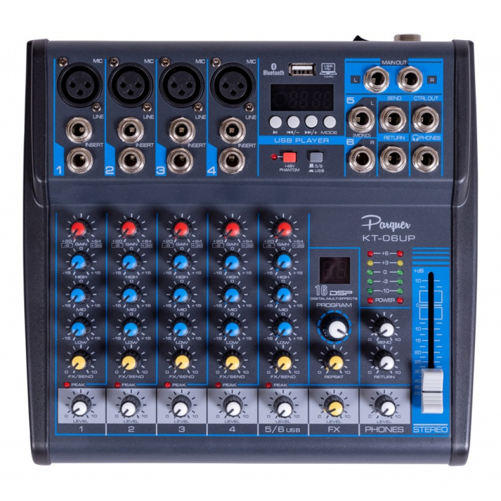 Consola Mixer Parquer 6 Canales con Efectos - Music Shaker