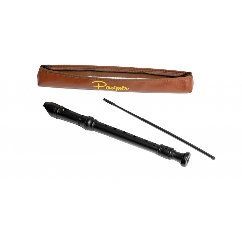 Flauta Dulce Parquer Negra Estilo Madera Mate Estuche - Music Shaker