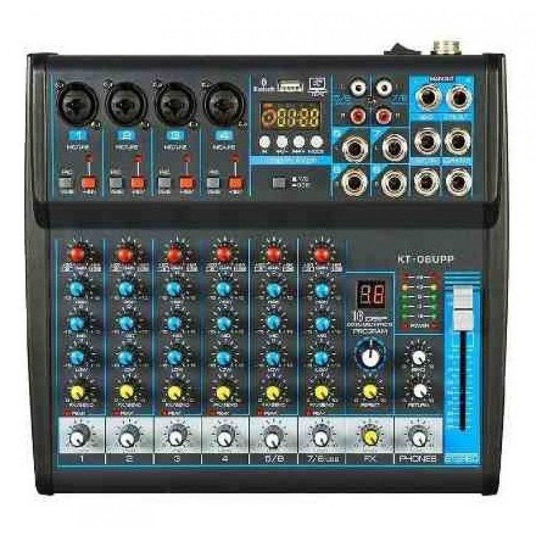 Consola Mixer 8 Canales Parquer Kt-08up 4 Mono 2 Stereo - Music Shaker