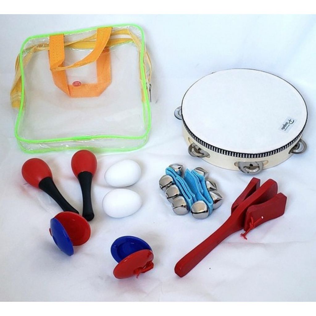 Set Percusión Infantil Parquer Tz6h Maracas Pandeiro - Music Shaker