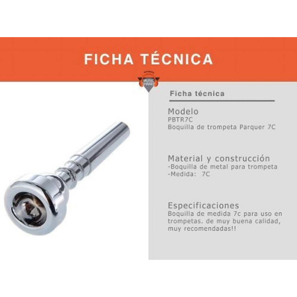 Boquilla Para Trompeta Parquer Medida 7c - Music Shaker
