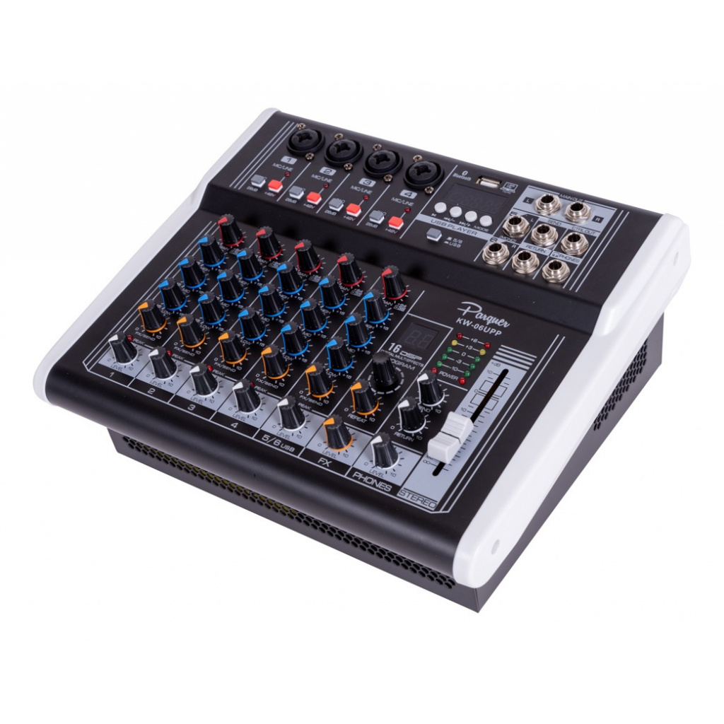 Consola Mixer Potenciado Parquer 6 Canales 125w Por Lado - Music Shaker