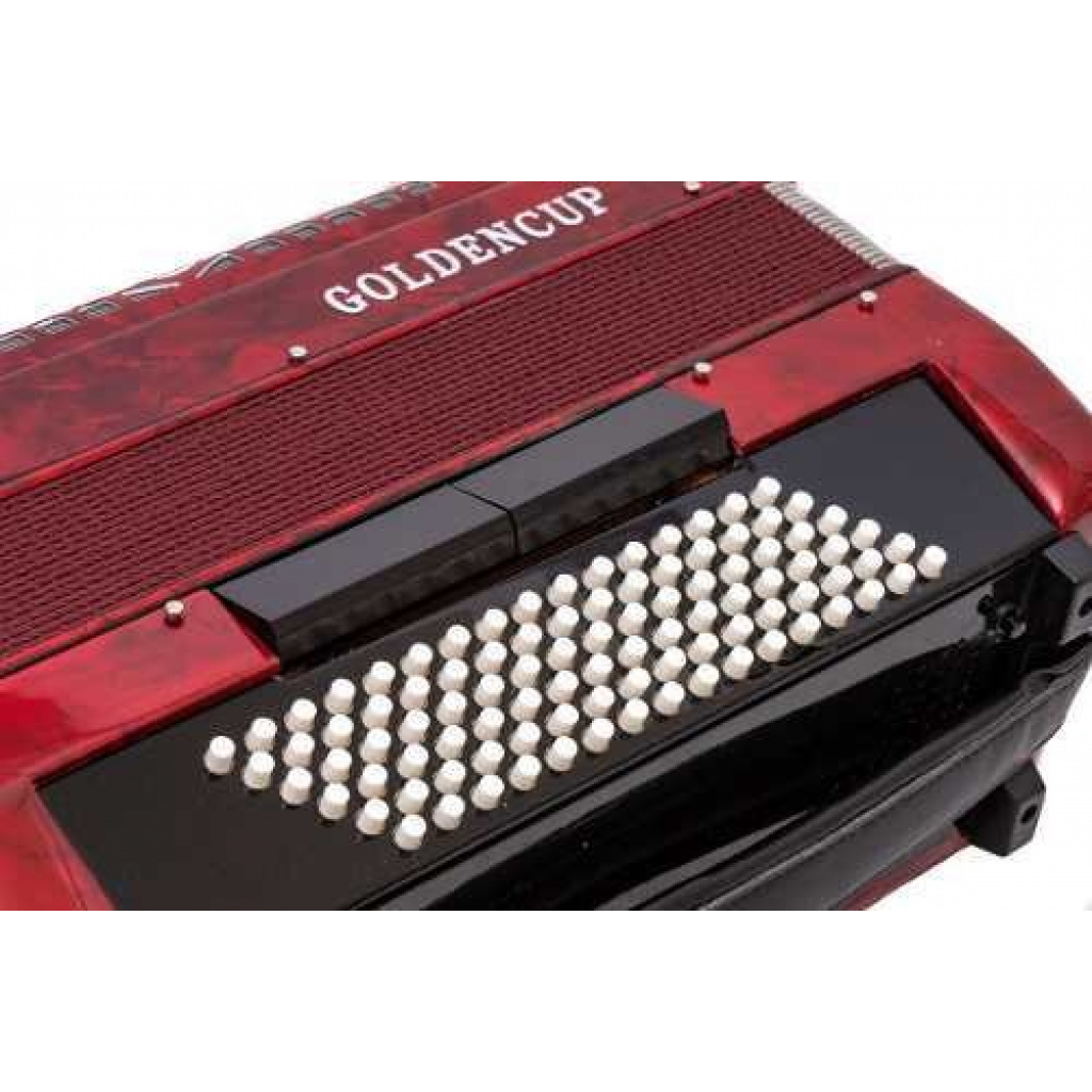 Acordeon Rojo + Estuche 96 Bajos 7+2 Reg Golden Cup Jh2017rd - Music Shaker