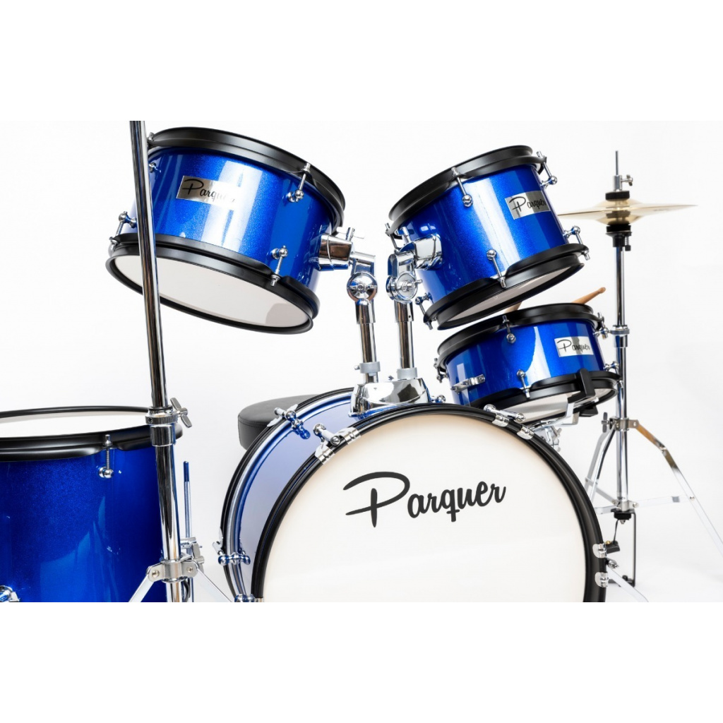 Bateria Niños Parquer Star 5 Cuerpos Banqueta Azul - Music Shaker