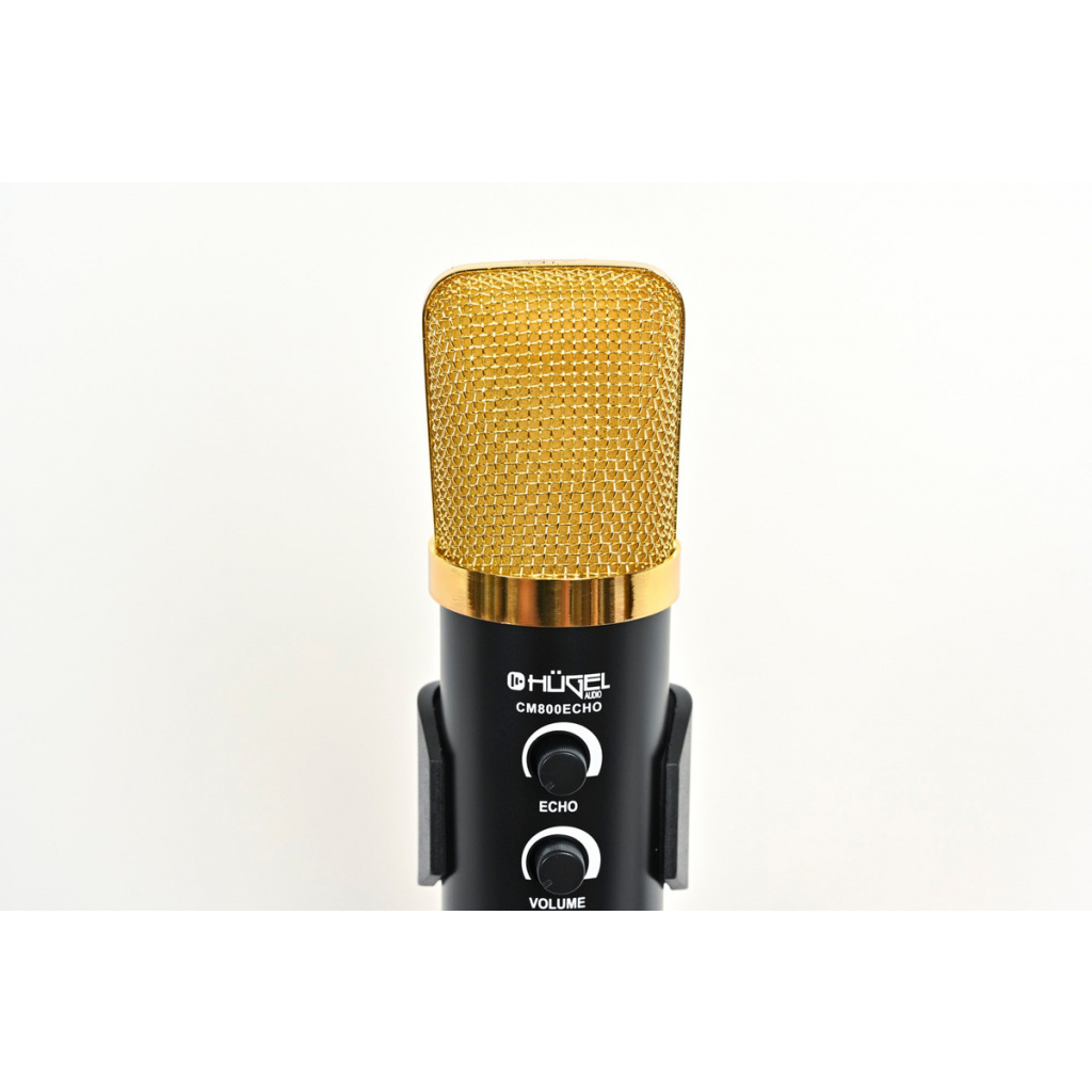 Microfono Condenser Hügel Negro con Reverb y Soporte Tripode - Music Shaker