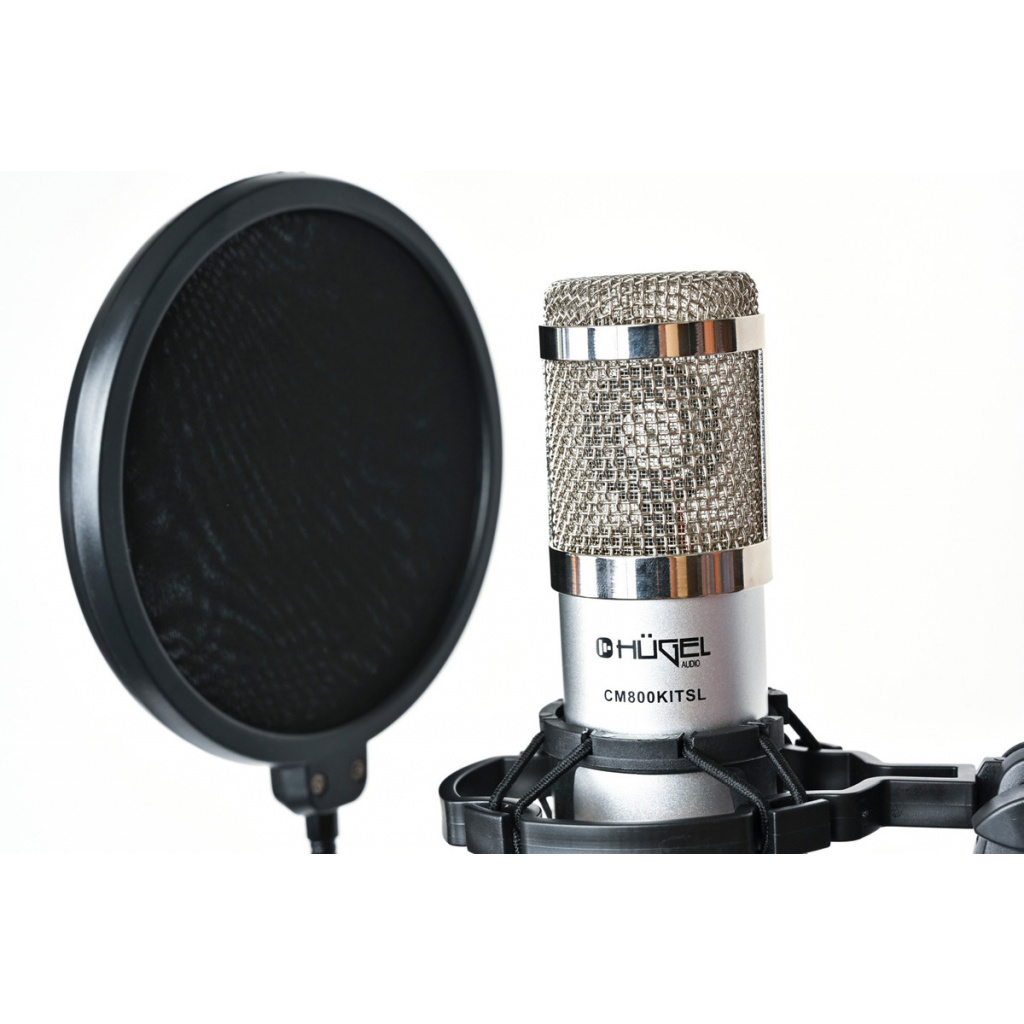 Kit Microfono Condenser Hügel Plateado Soporte Pop Filter - Music Shaker
